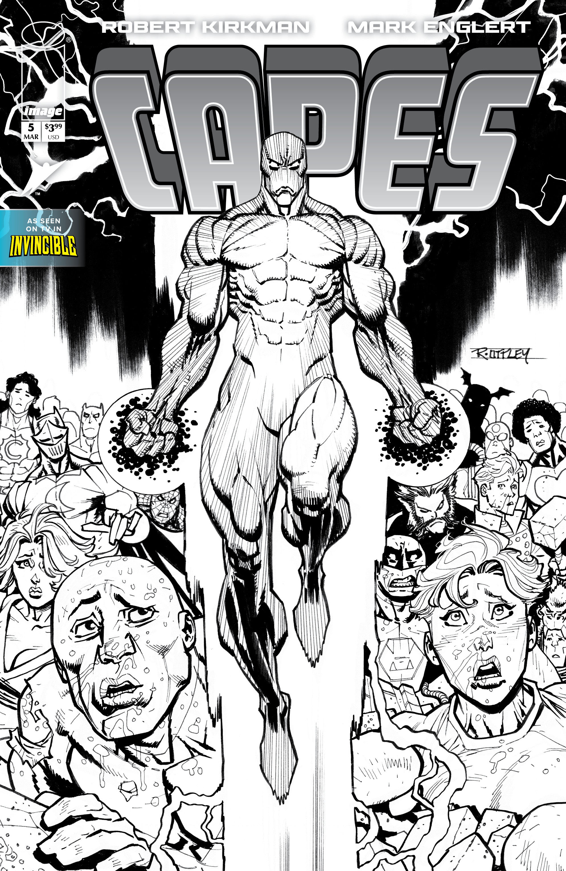 INVINCIBLE UNIVERSE CAPES #5 CVR E INC 1_50 RYAN OTTLEY B&W VAR – Nerd life